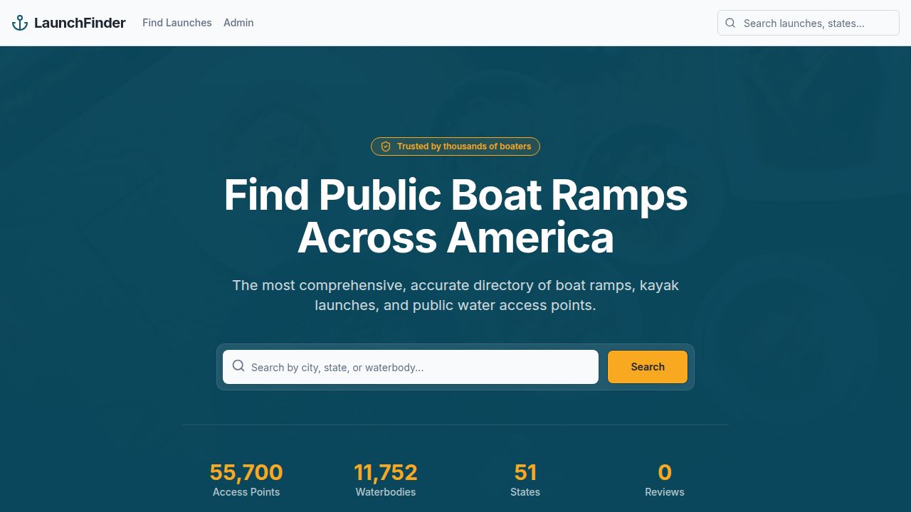 LaunchFinder USA — Find Public Boat Ramps & Kayak Launches